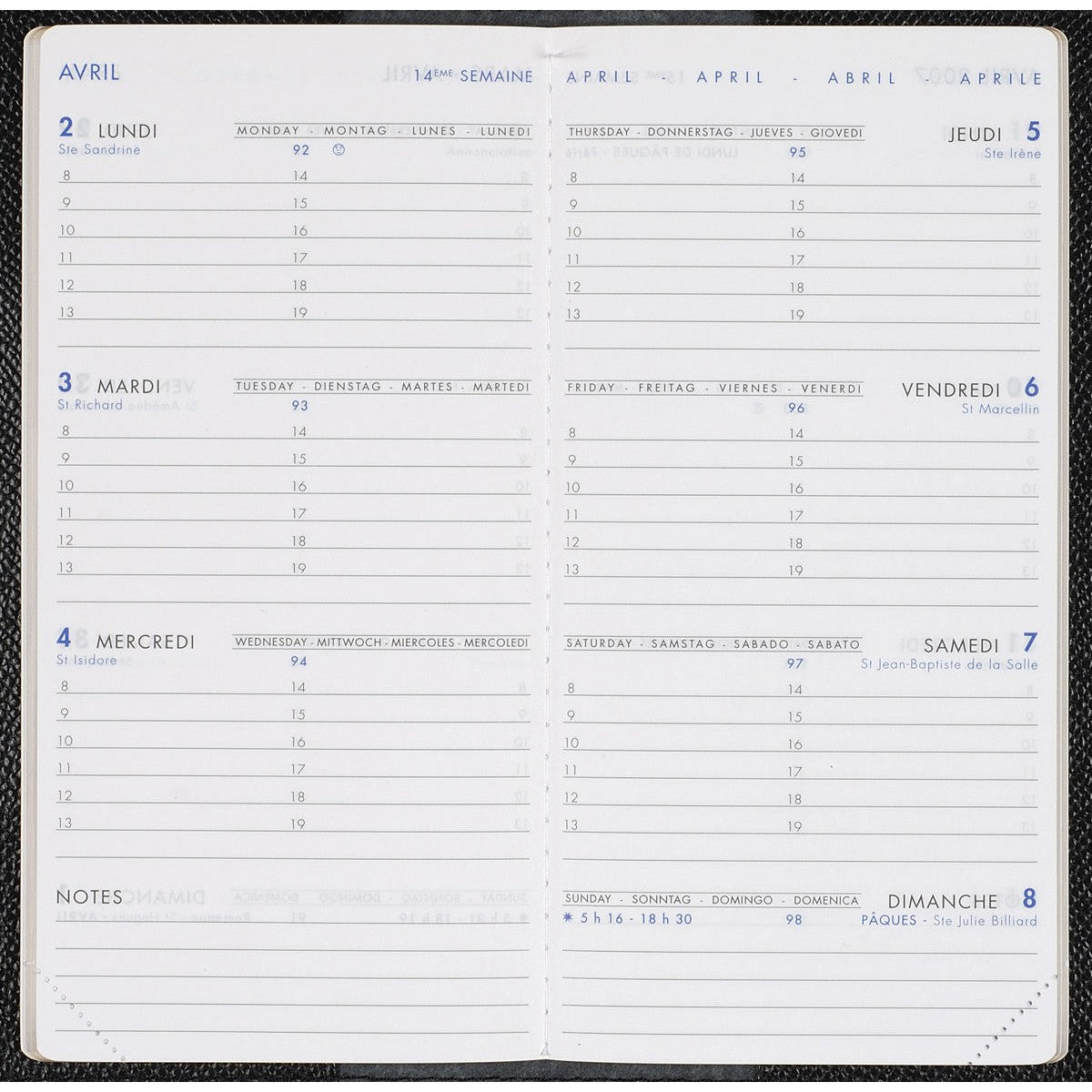 Agenda Moderne Recharge Semainier Europlanning - Semestres - Tranche Or ...